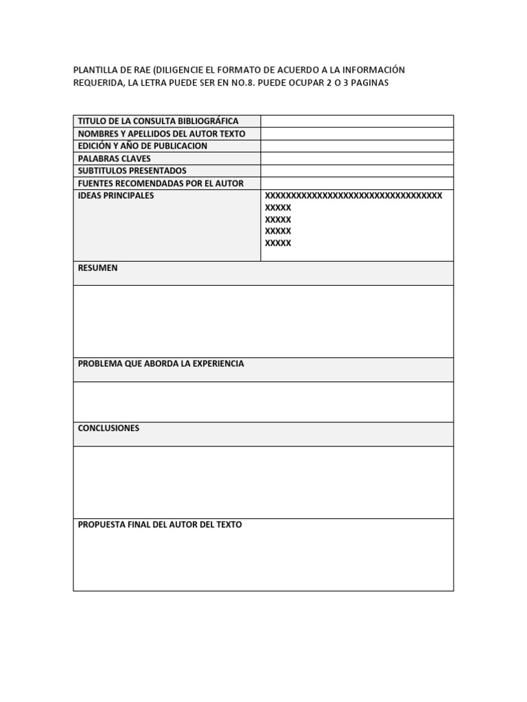 Plantilla de Rae | PDF