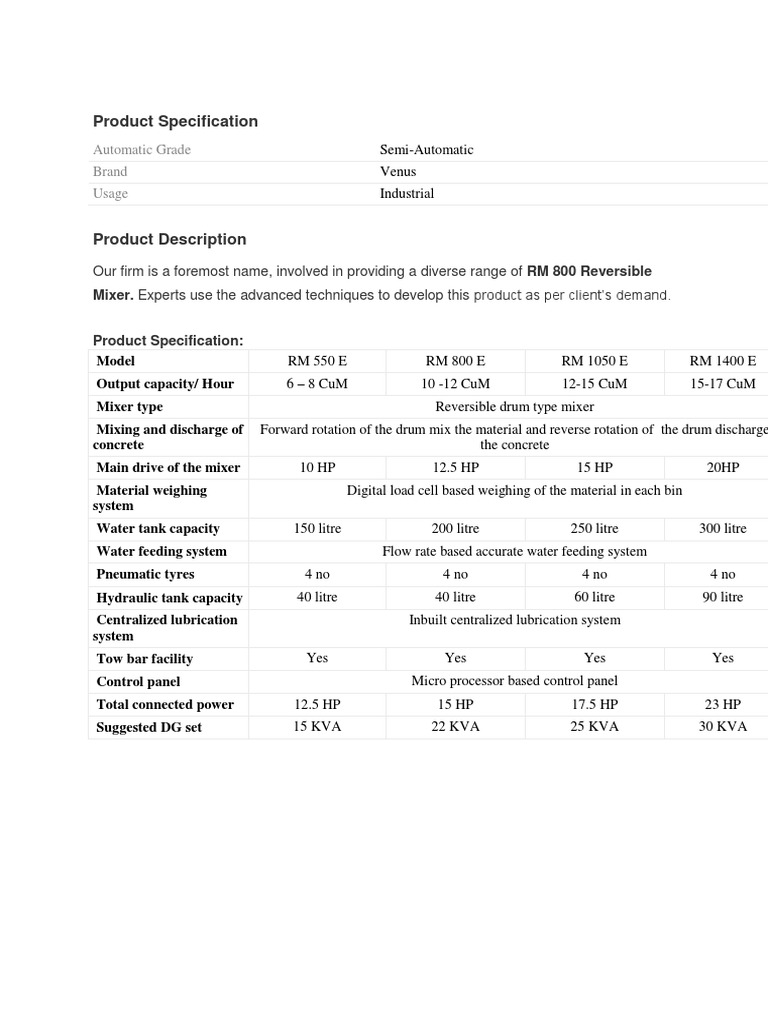 Mixer Specification & Picks | PDF