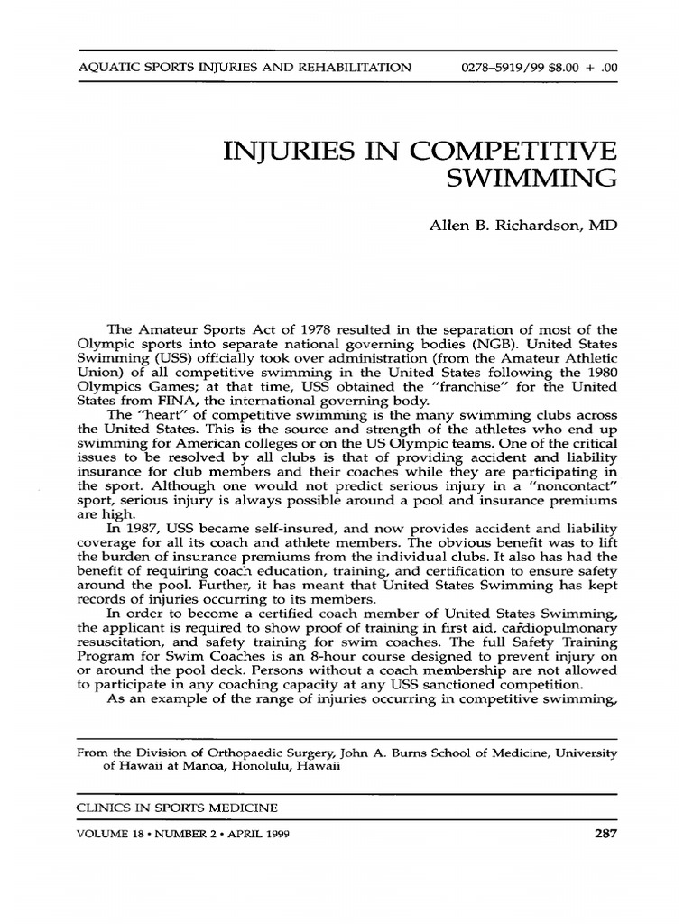 Injuries in Competitive | PDF | Swimming (Sport) | Sports