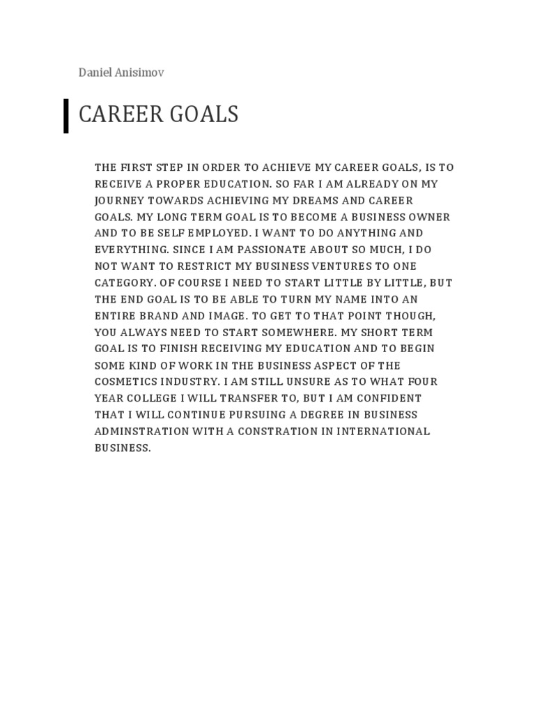 Career Goals | PDF | Career & Growth