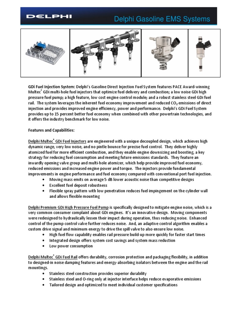 Delphi GDi System Final | PDF | Fuel Injection | Engines