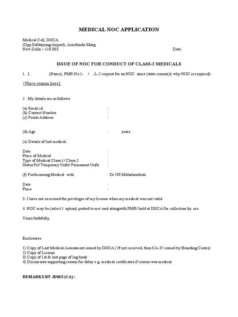 Class-I Medical NOC Request | PDF | Law
