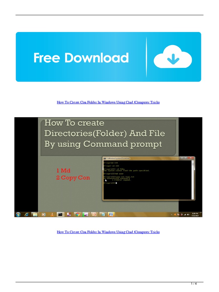 How To Create Con Folder in Windows Using CMD Computer Tricks PDF | PDF ...
