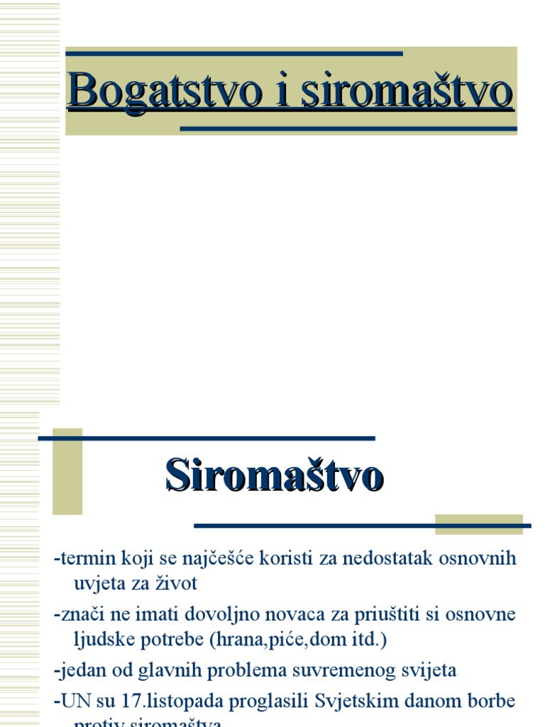 Bogatstvo I Siromaštvo | PDF