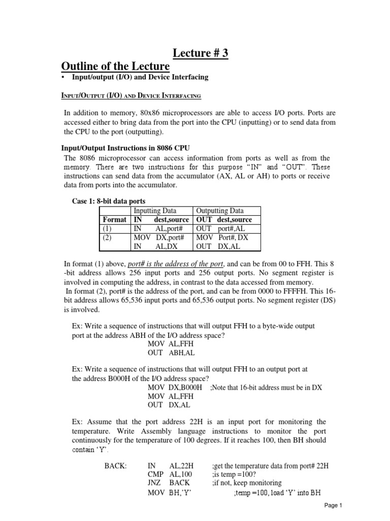 3.IO and Device Interfacing | PDF | Input/Output | Integrated Circuit