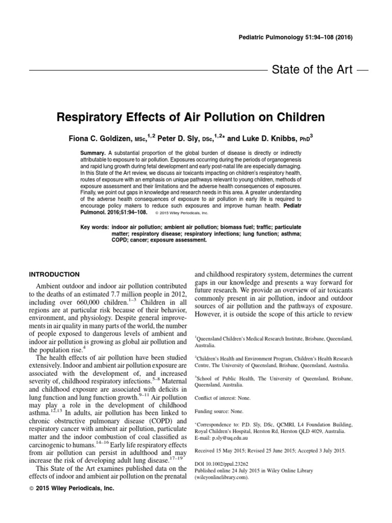 State of The Art: Fiona C. Goldizen,, Peter D. Sly,, and Luke D. Knibbs ...