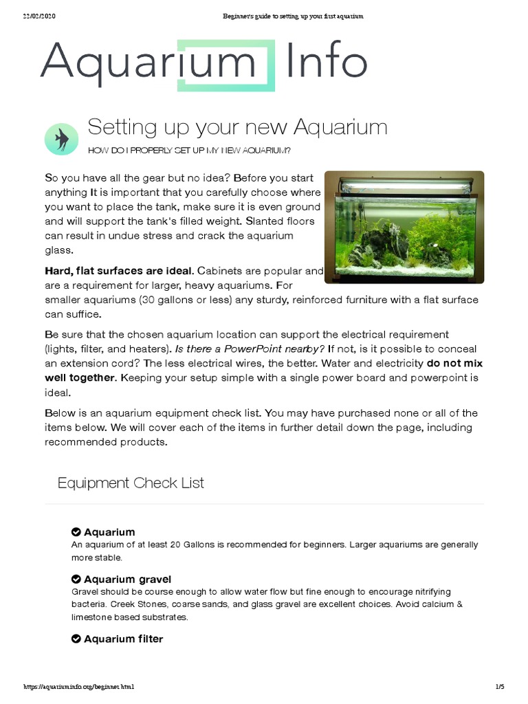 Essential Aquarium Setup Checklist | PDF | Aquarium | Nature