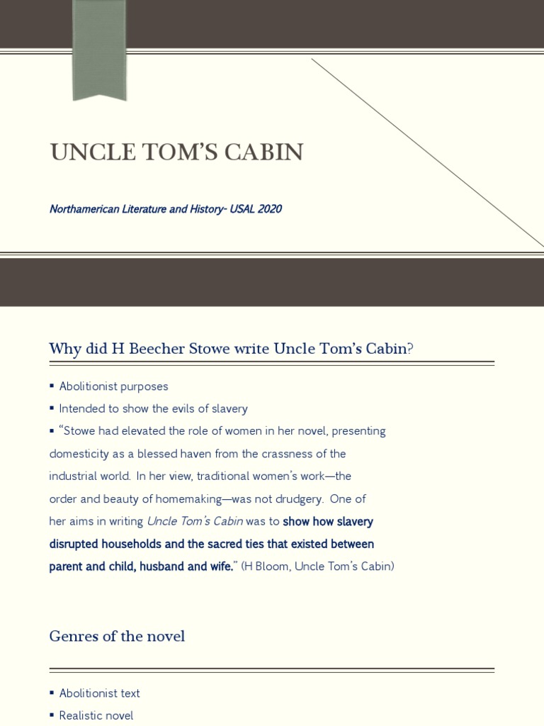 Uncle Tom'S Cabin: Northamerican Literature and History-USAL 2020 | PDF ...