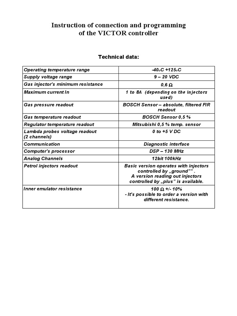 Instruction of Connection and Programming of The VICTOR Controller ...