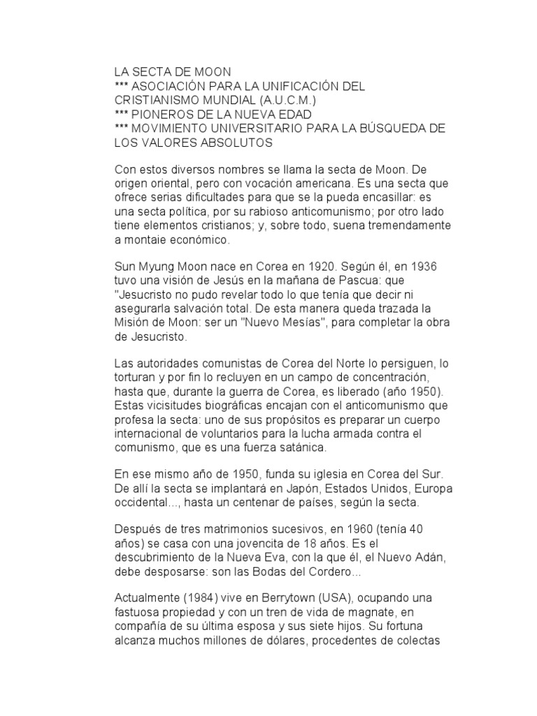 La Secta de Moon | PDF | Adán y Eva | Jesús