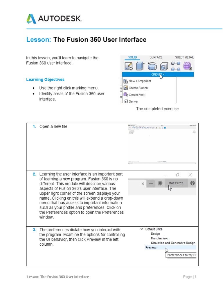 Lesson:: The Fusion 360 User Interface | PDF | Icon (Computing ...