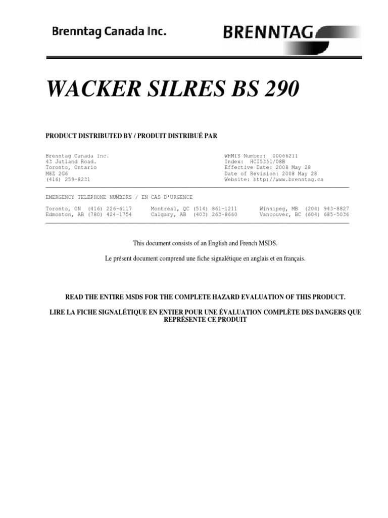 Wacker Silres BS 290 | PDF | Personal Protective Equipment | Water