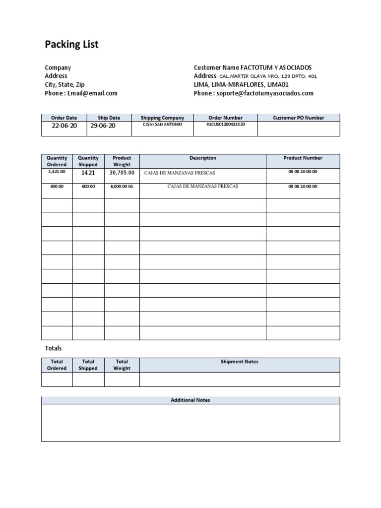 Packing-List-Manzana Chilena EJEMPLO