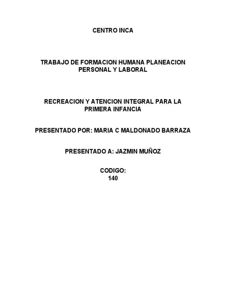 CENTRO INCA Formacion HUMANA | PDF