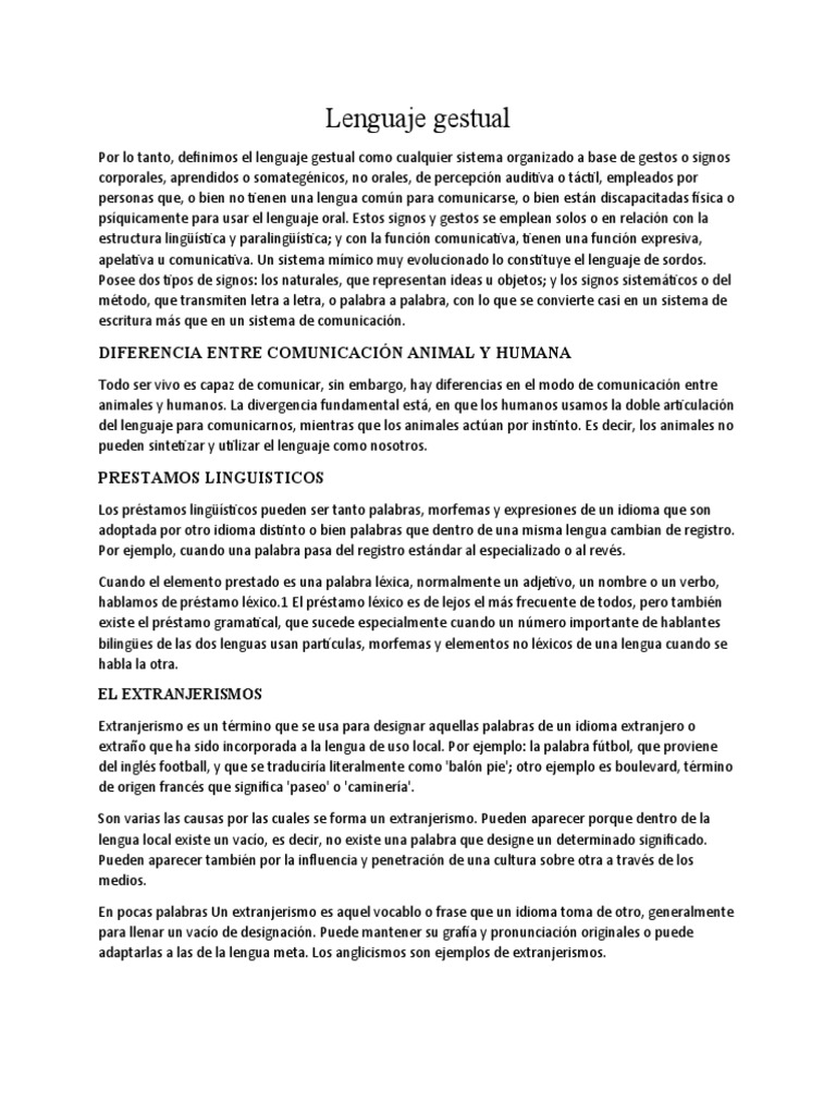 Lenguaje Gestual | PDF | Palabra | Comunicación
