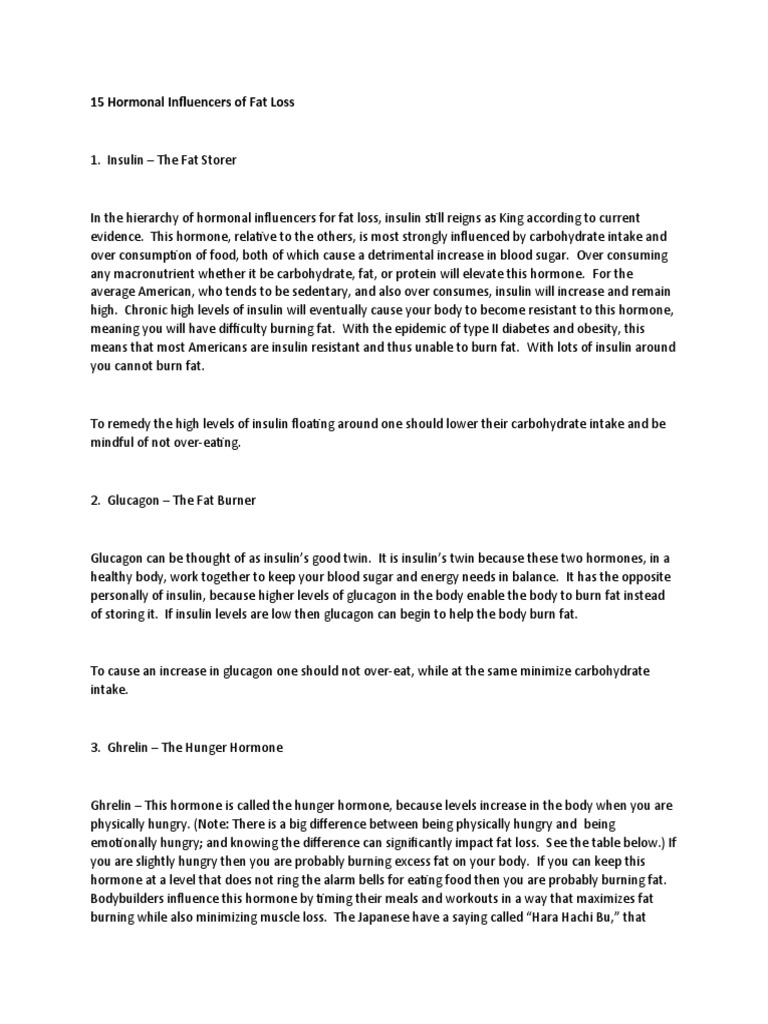 15 Hormonal Influencers of Fat Loss | PDF | Cortisol | Obesity