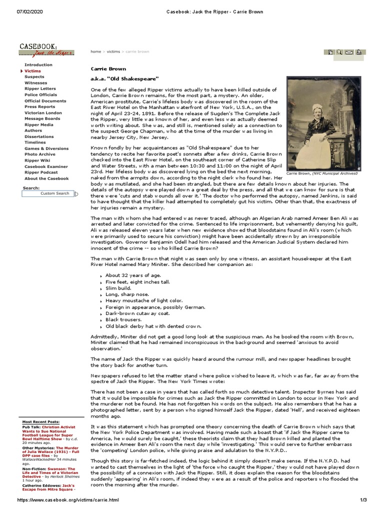 Casebook - Jack The Ripper - Carrie Brown PDF | PDF | Jack The Ripper ...