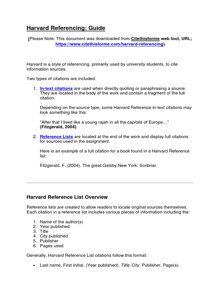 Harvard Referencing: Guide: (Please Note: This Document Was Downloaded ...