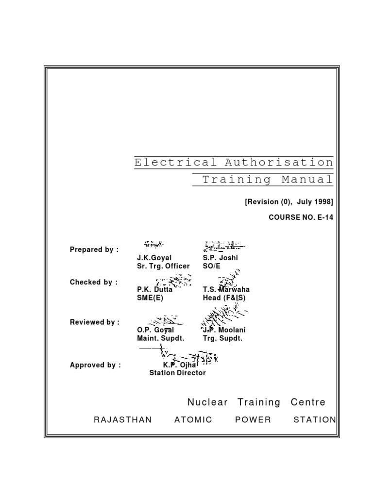 Electrical Authorisation Training Manual | PDF | Electrical Substation ...