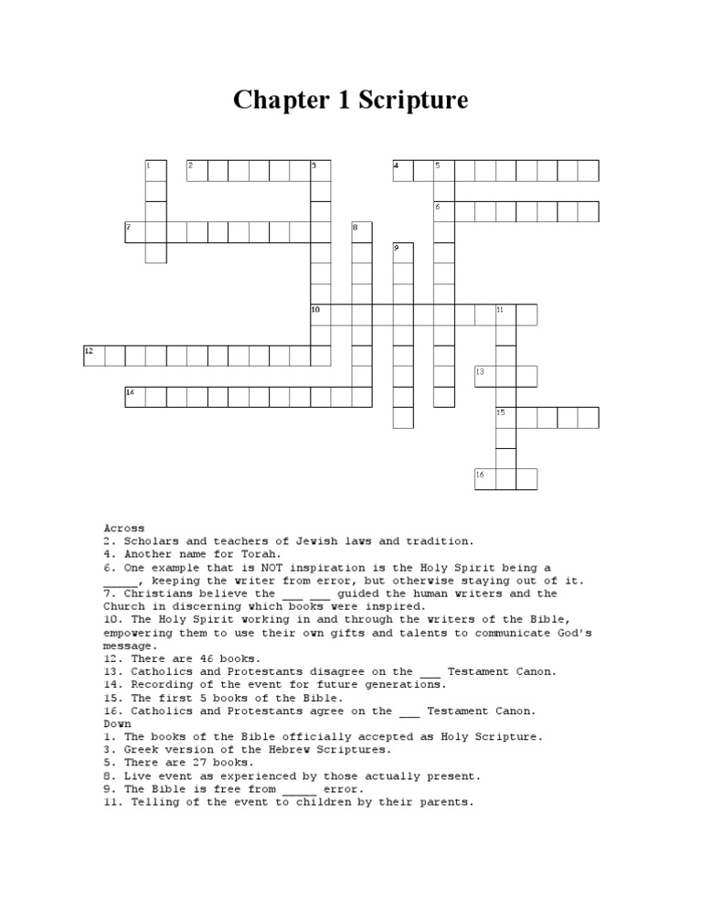 Chapter 1 Scripture Crossword Puzzle | PDF