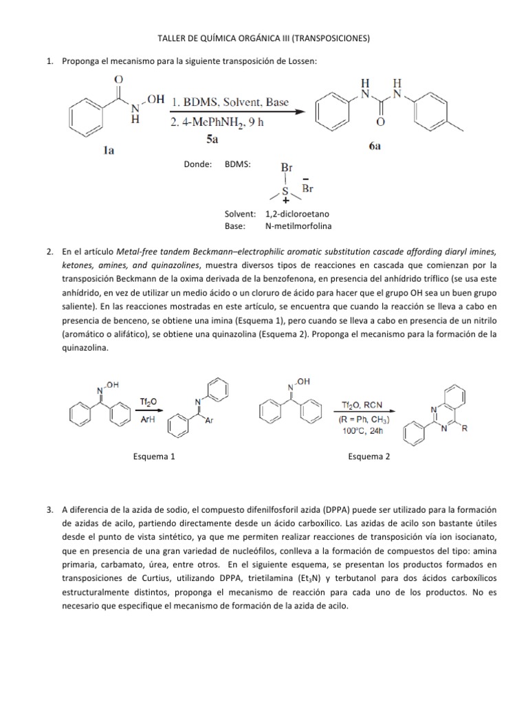 Taller Transposiciones | PDF | Compuestos orgánicos | Compuestos de carbono