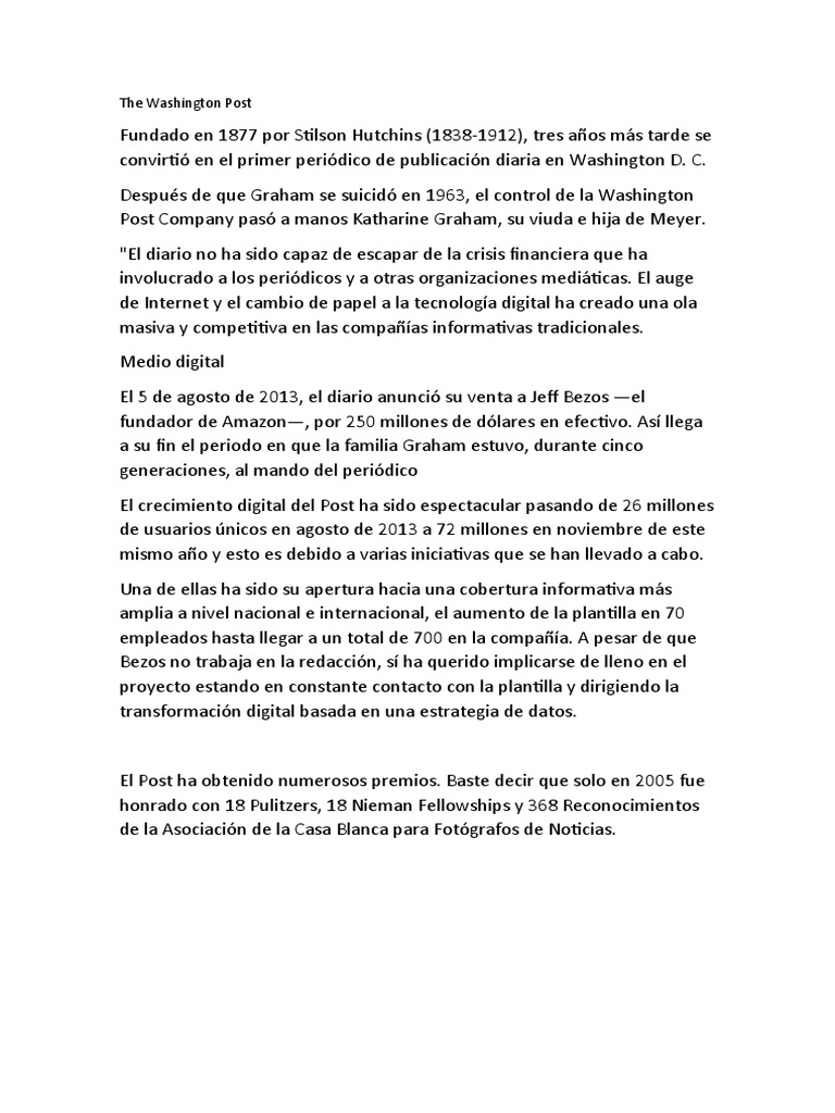 Historia y evolución de The Washington Post | PDF