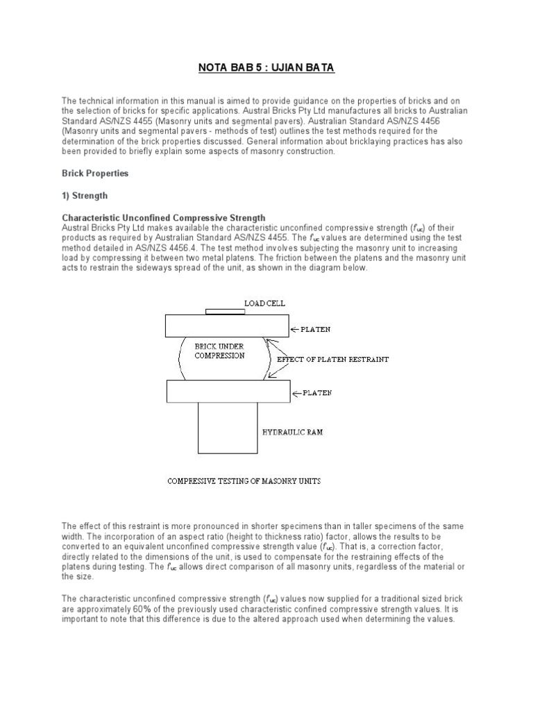 NOTA BAB 5-Ujian Bata | PDF | Brick | Mortar (Masonry)