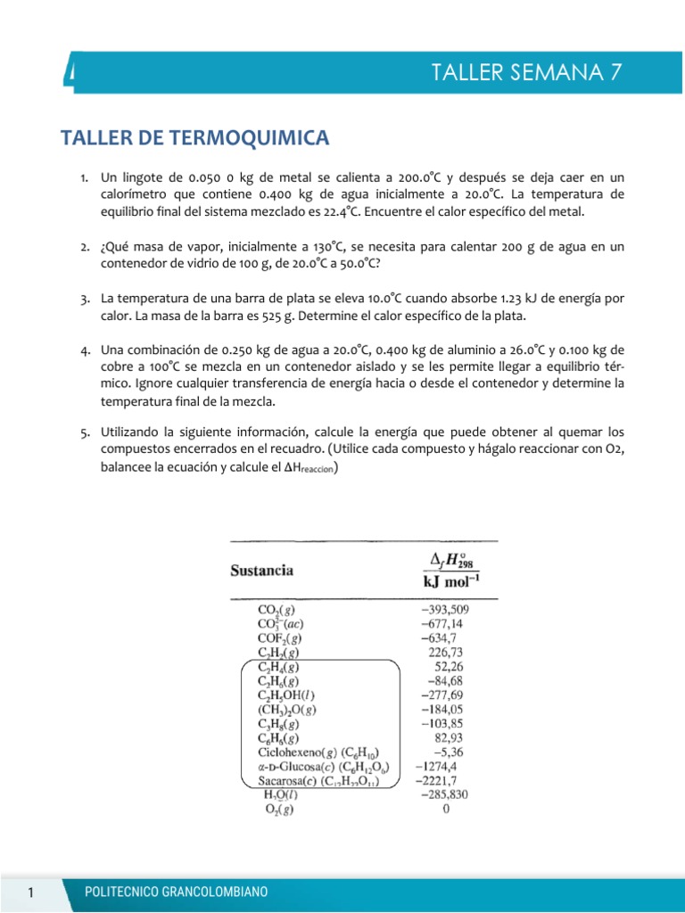 Taller S7 Termoquimica PDF | PDF