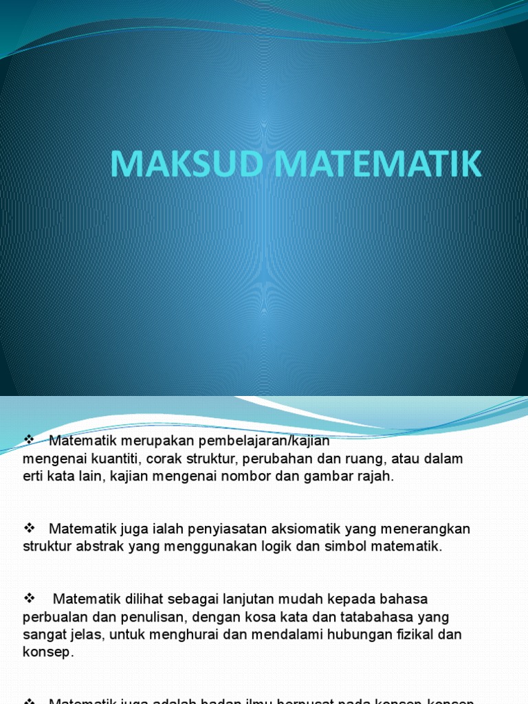 Maksud Dan Peranan Matematik | PDF