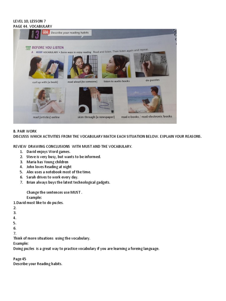 LEVEL 10, Lesson 7 | Download Free PDF | Question | Vocabulary