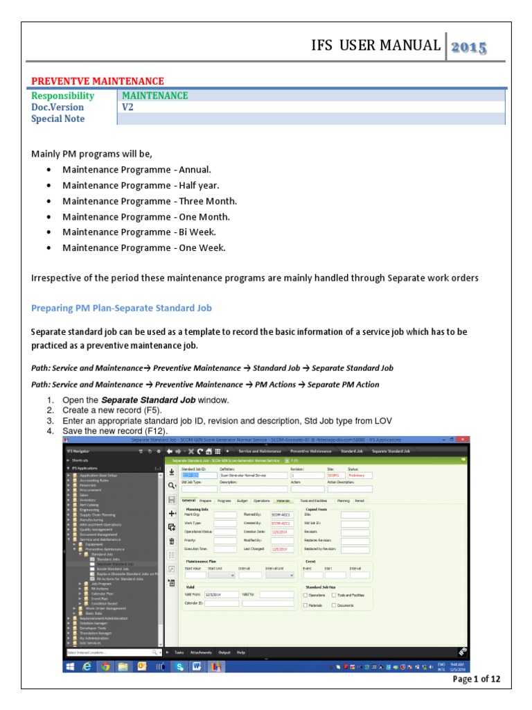 Ifs User Manual: Preventve Maintenance | PDF | Information Technology ...