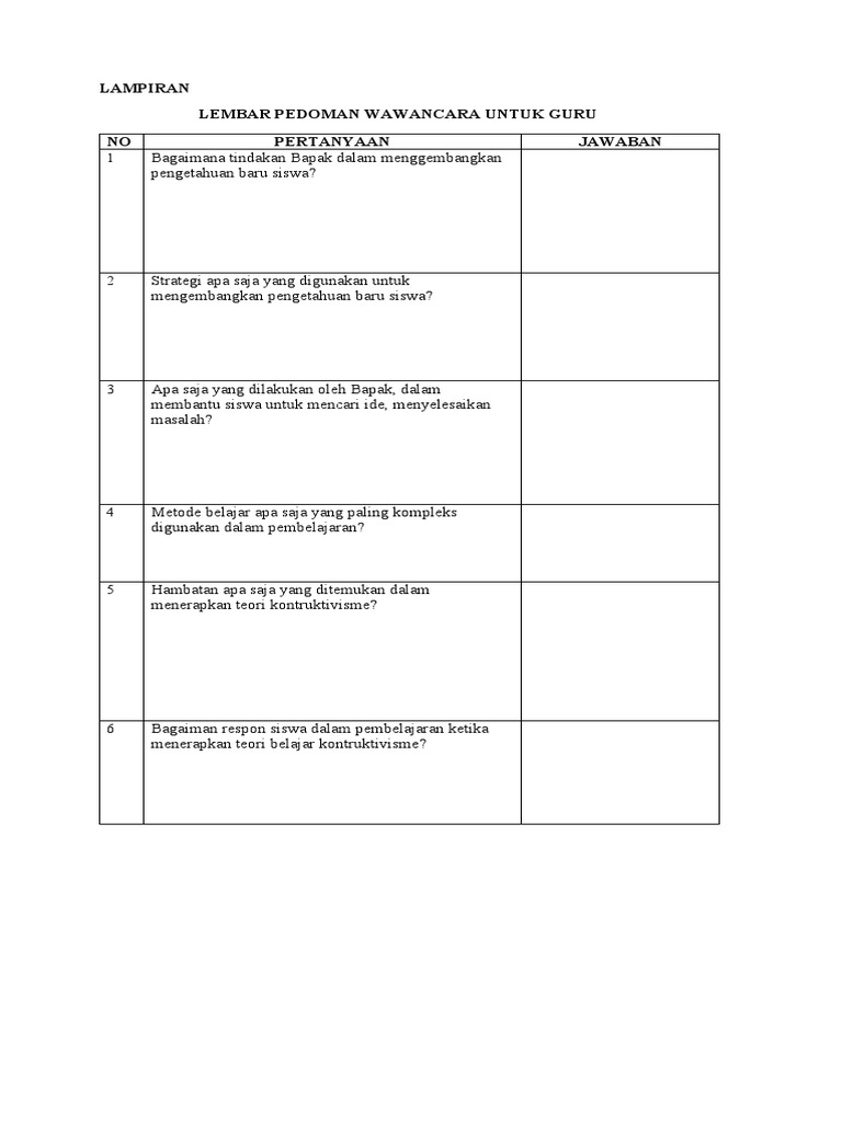 Instrumen Wawancara Dan Observasi | PDF
