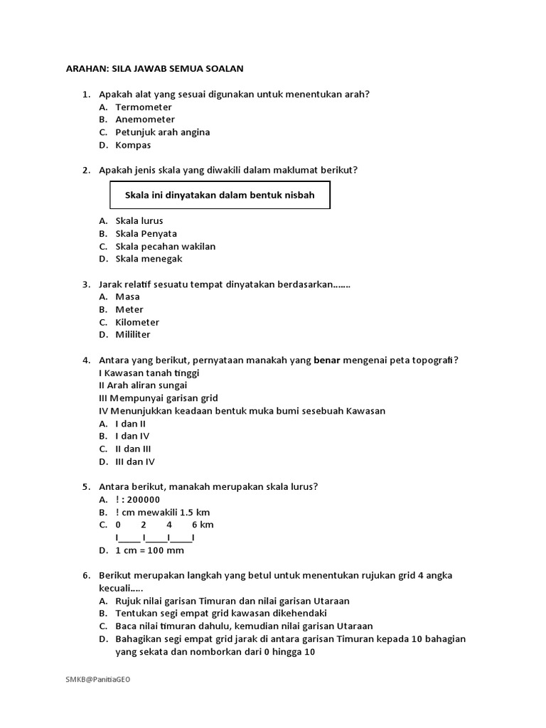 Soalan Ar1 Geo f.4 | PDF