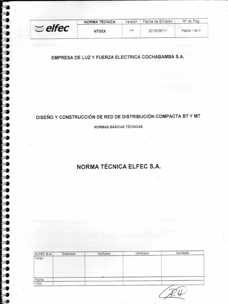 Diseño y Construcción de RDC BT y MT - ELFEC PDF | PDF | Transmisión de energía eléctrica ...