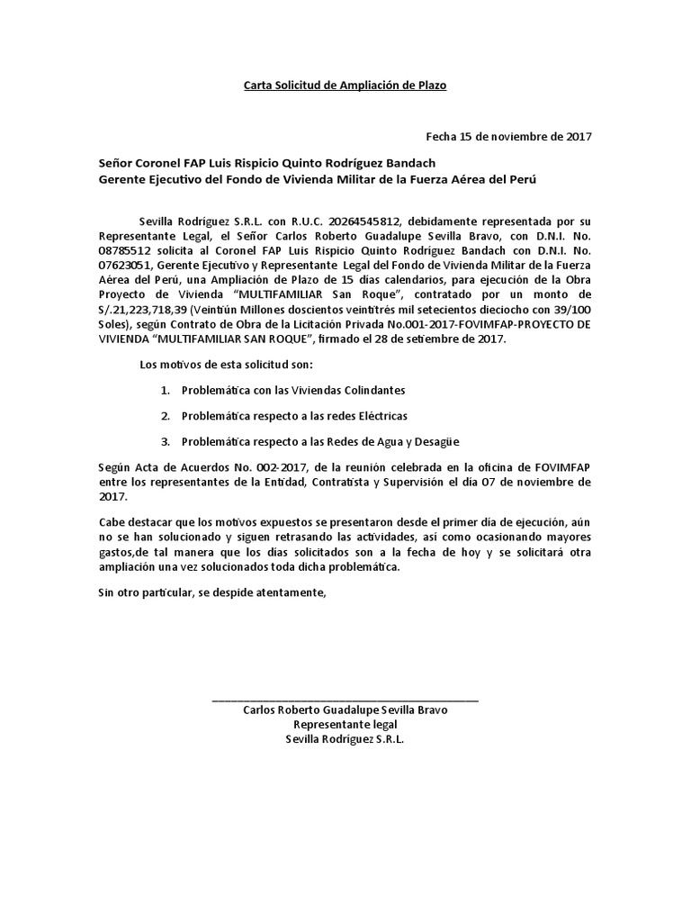 Carta de Ampliacion de Plazo | PDF