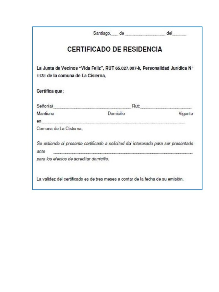 Certificado de Residencia Junta Vecinal | PDF