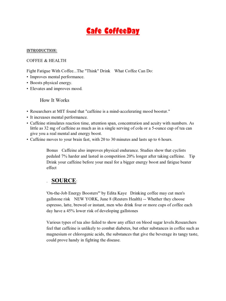 Cafe CoffeeDay | PDF | Caffeine | Coffee