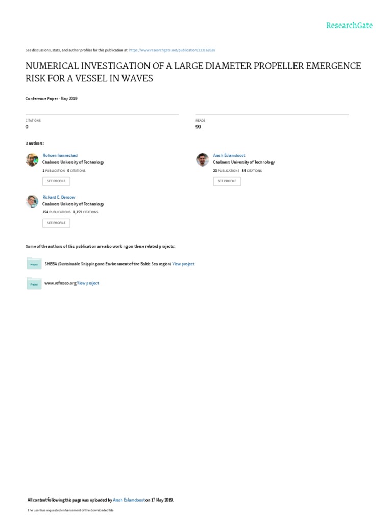 Large Diameter Propeller Emergence Risk | PDF | Propeller | Waves