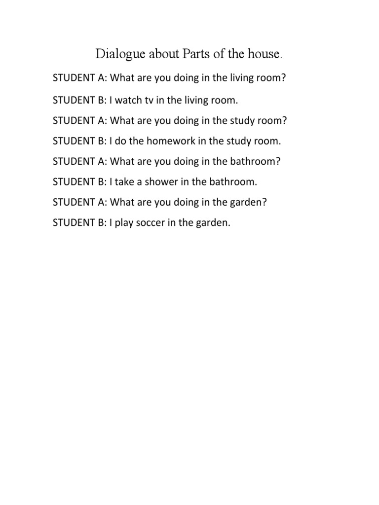 Dialogue About Parts of The House | PDF