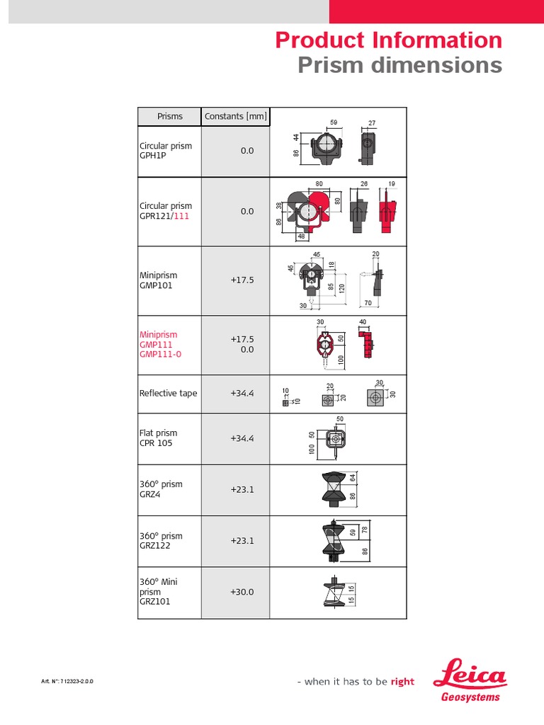 Leica Prism Constants PDF | PDF | Optics | Electromagnetic Radiation