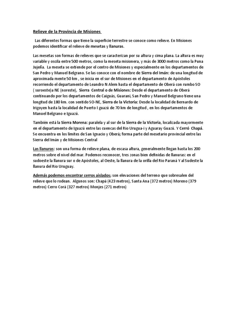 Relieve de La Provincia de Misiones | PDF