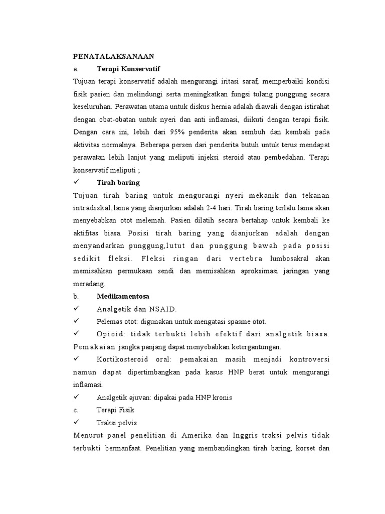 PENATALAKSANAAN Dan Pencegahan HNP | PDF