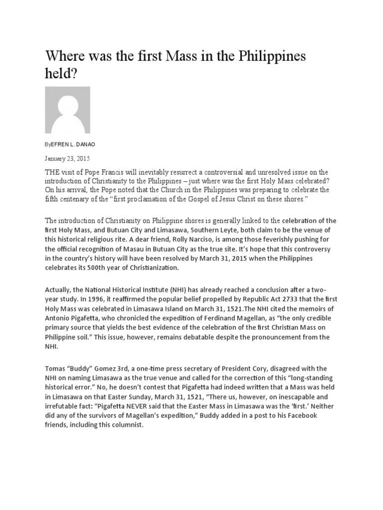 4 Where Was The First Mass in The Philippines Held | PDF | Christian ...