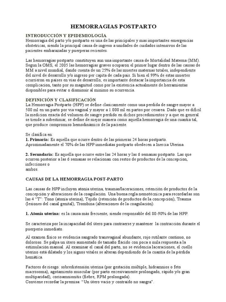 Hemorragias Postparto | PDF | Parto | El embarazo