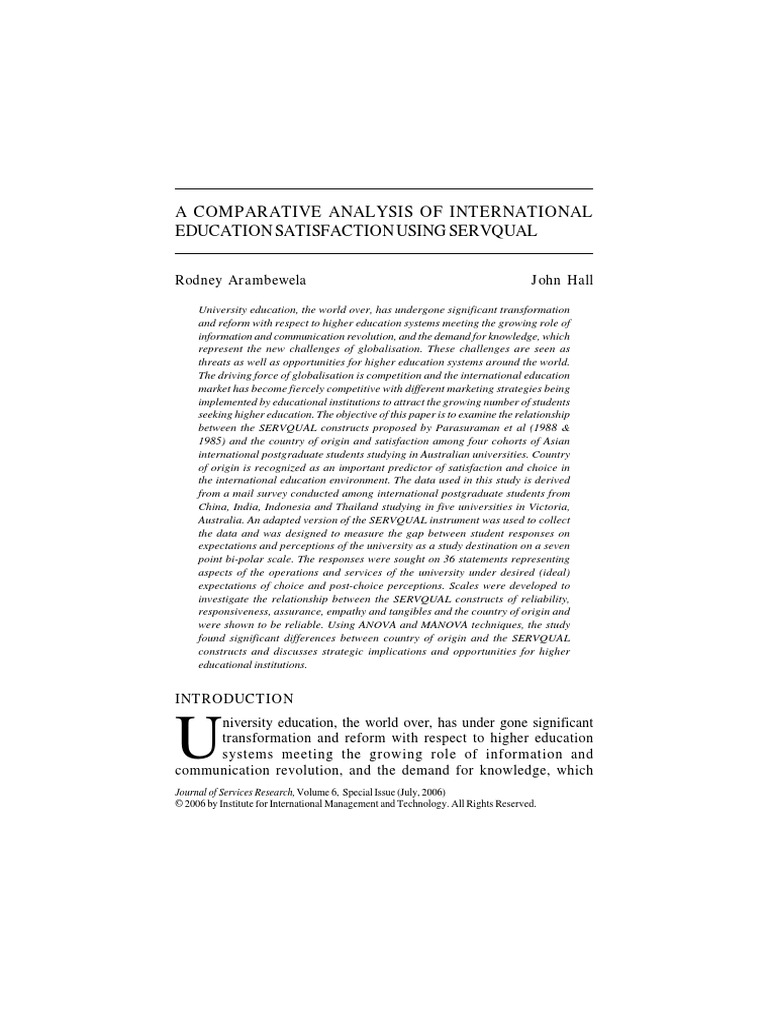 A Comparative Analysis Of International Education Satisfaction Using