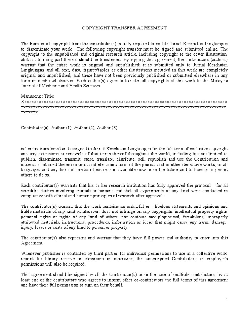 Copyright Transfer Agreement | PDF | Copyright | Intellectual Property