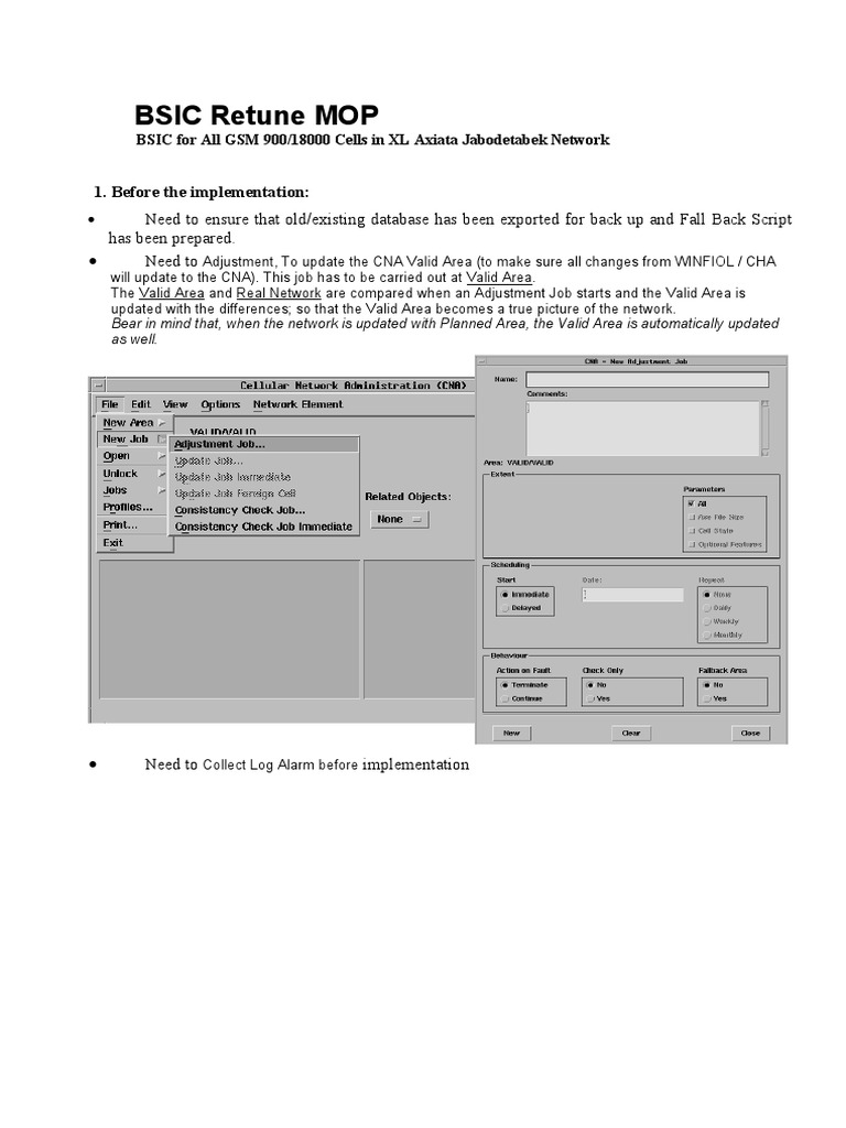 BSIC Retune MOP: 1. Before The Implementation | PDF | Operating System ...