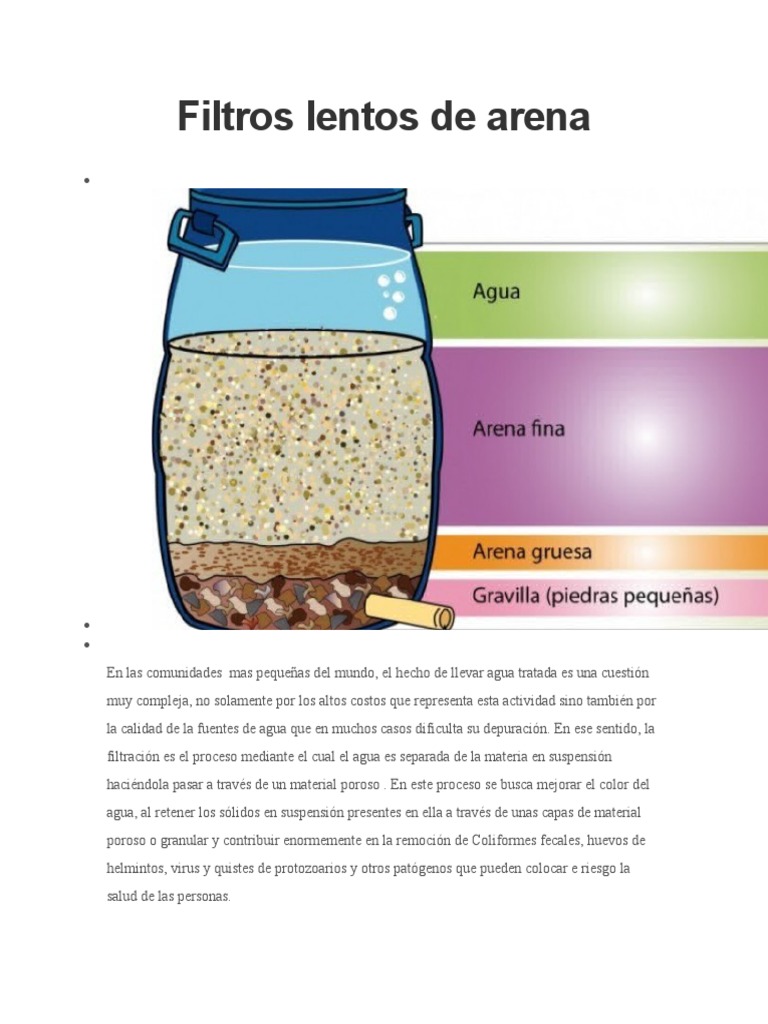 Filtros Lentos de Arena | PDF | Filtración | Agua