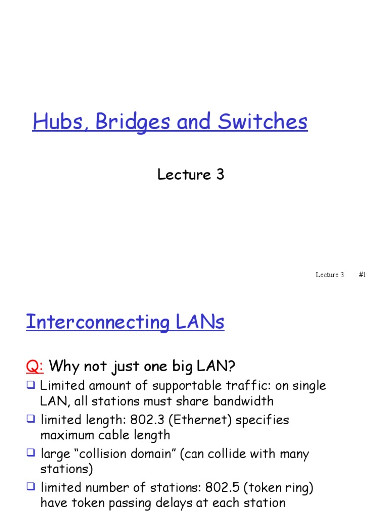 3 Hubs Bridges Switches | PDF