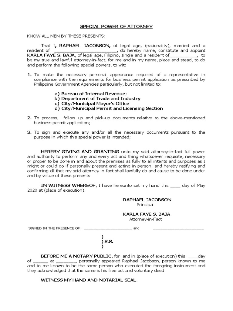 SIGNED IN THE PRESENCE OF: - and | PDF | Power Of Attorney | Public Law